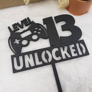 Gamers 13th Birthday Cake Topper, Geek Birthday Party, Level 13 ...