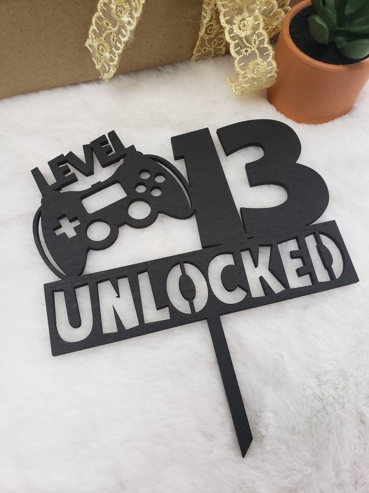 Gamers 13th Birthday Cake Topper Geek Birthday Party Level - Etsy