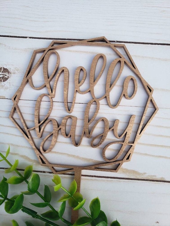 Hello Baby Cake Topper Octagon Baby Shower Boho Laser Cut - Etsy