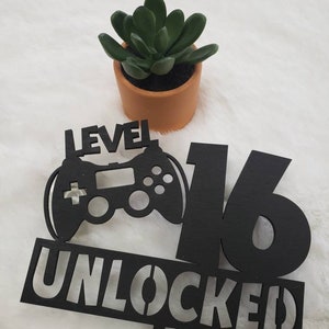 Gamers 16th Birthday Cake Topper, Geek Birthday Party, Level 16 ...