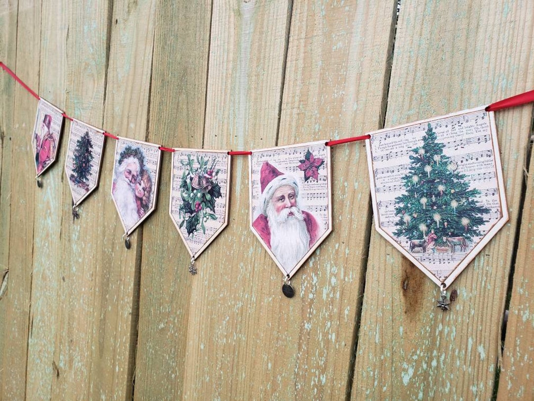 Larger Wooden Christmas Banner, Vintage Inspired, Shabby Chic, Garland ...