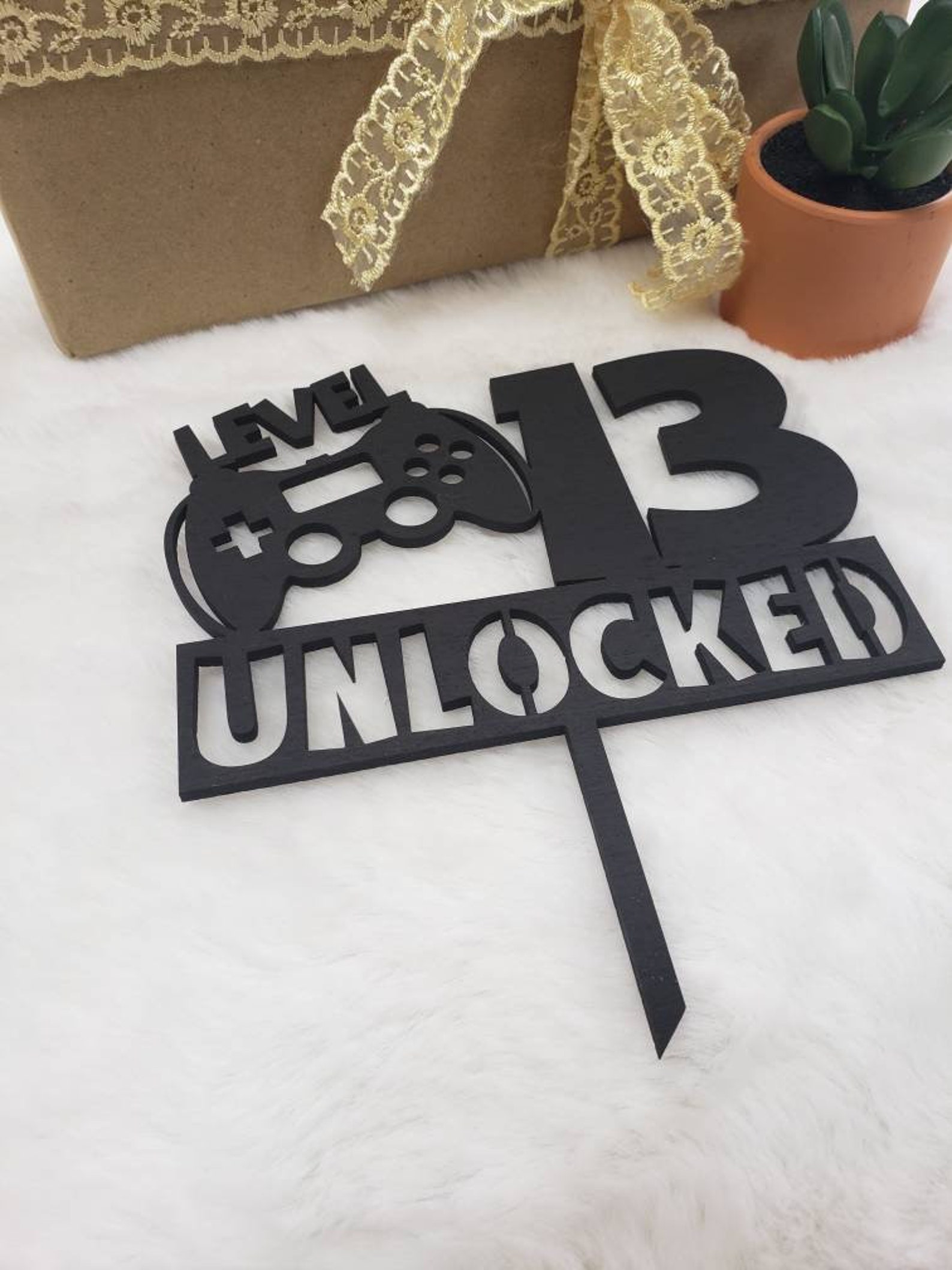 Gamers 13th Birthday Cake Topper Geek Birthday Party Level - Etsy