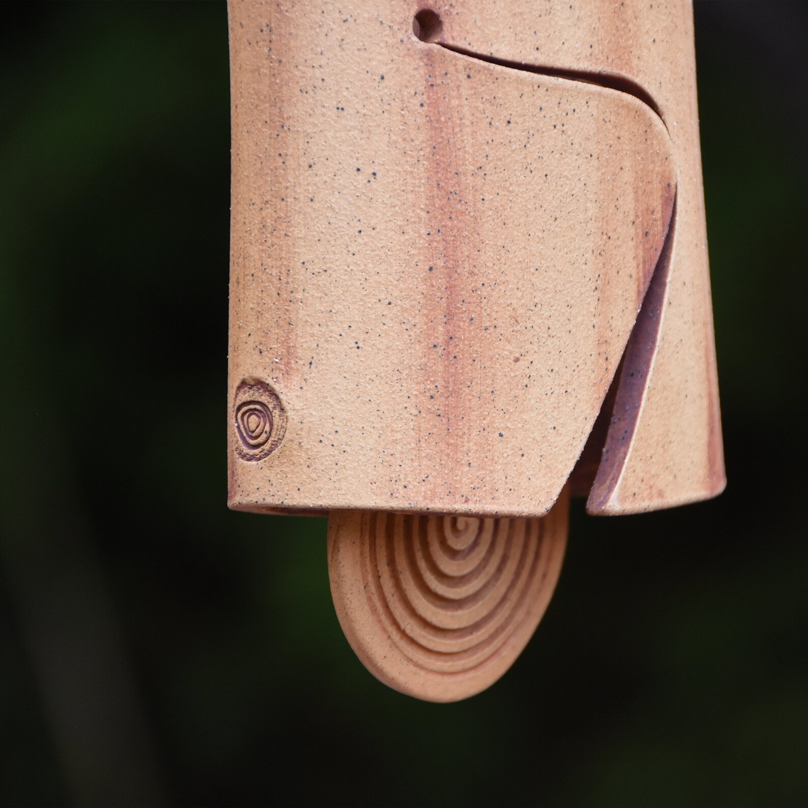 Modern Ceramic Wind Chime With Spiral Clapper Speckled Buff ...