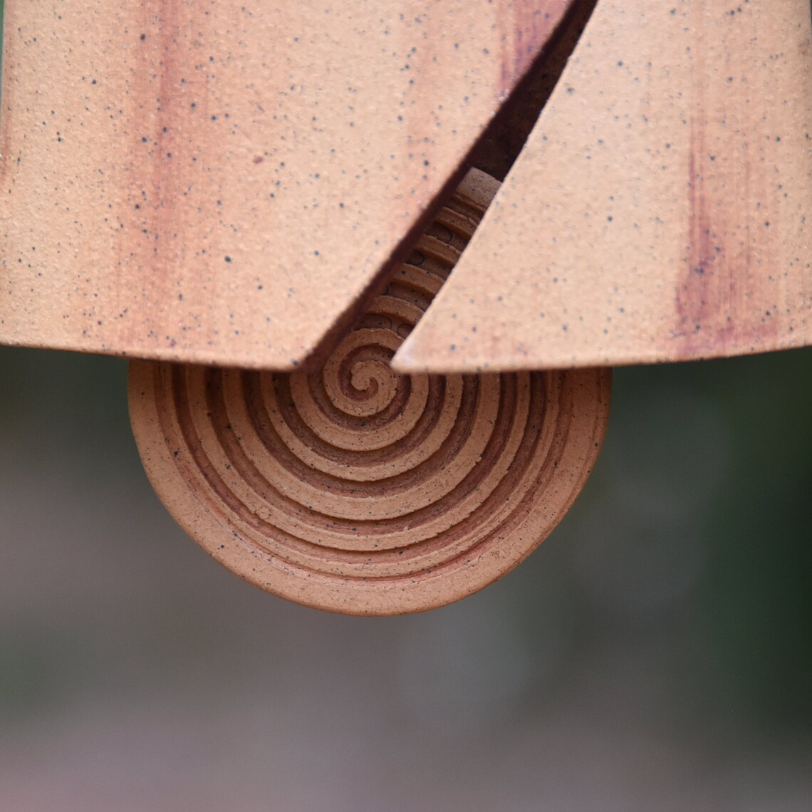 Modern Ceramic Wind Chime With Spiral Clapper Speckled Buff ...
