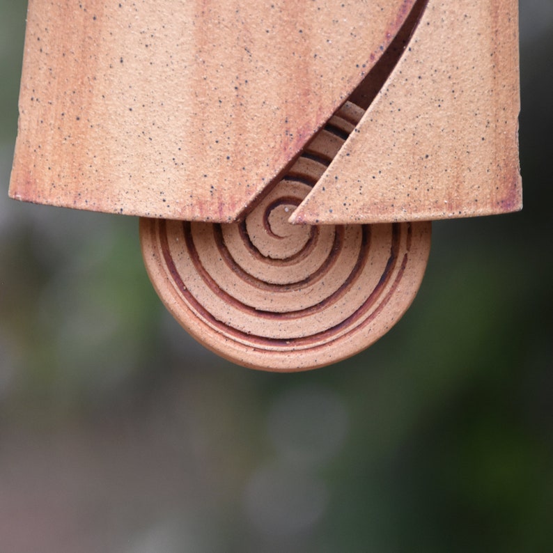 Modern Ceramic Wind Chime With Spiral Clapper Speckled Buff ...