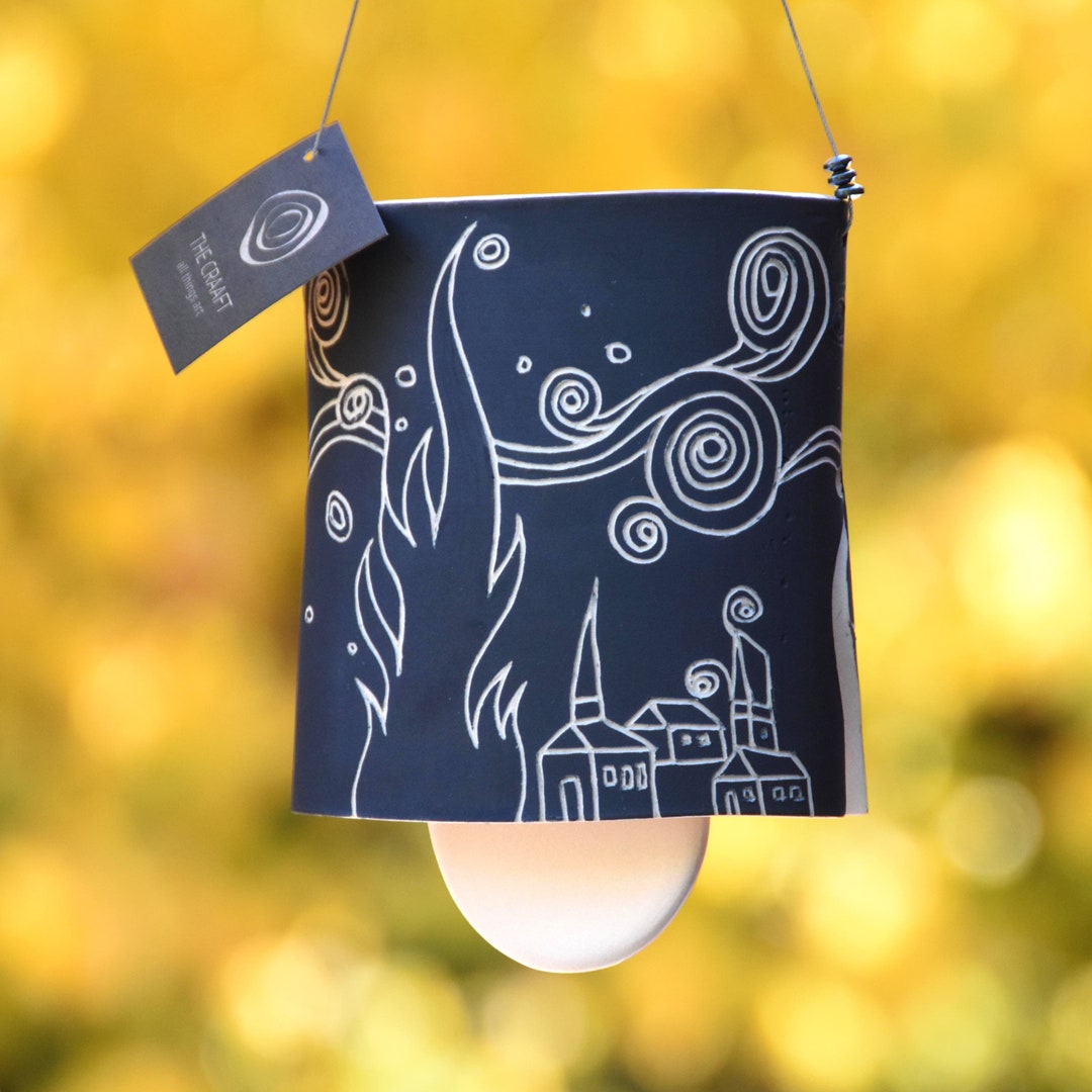 Vincent Van Gogh Starry Night Sgraffito Ceramic Wind Chime | Deep Tone ...