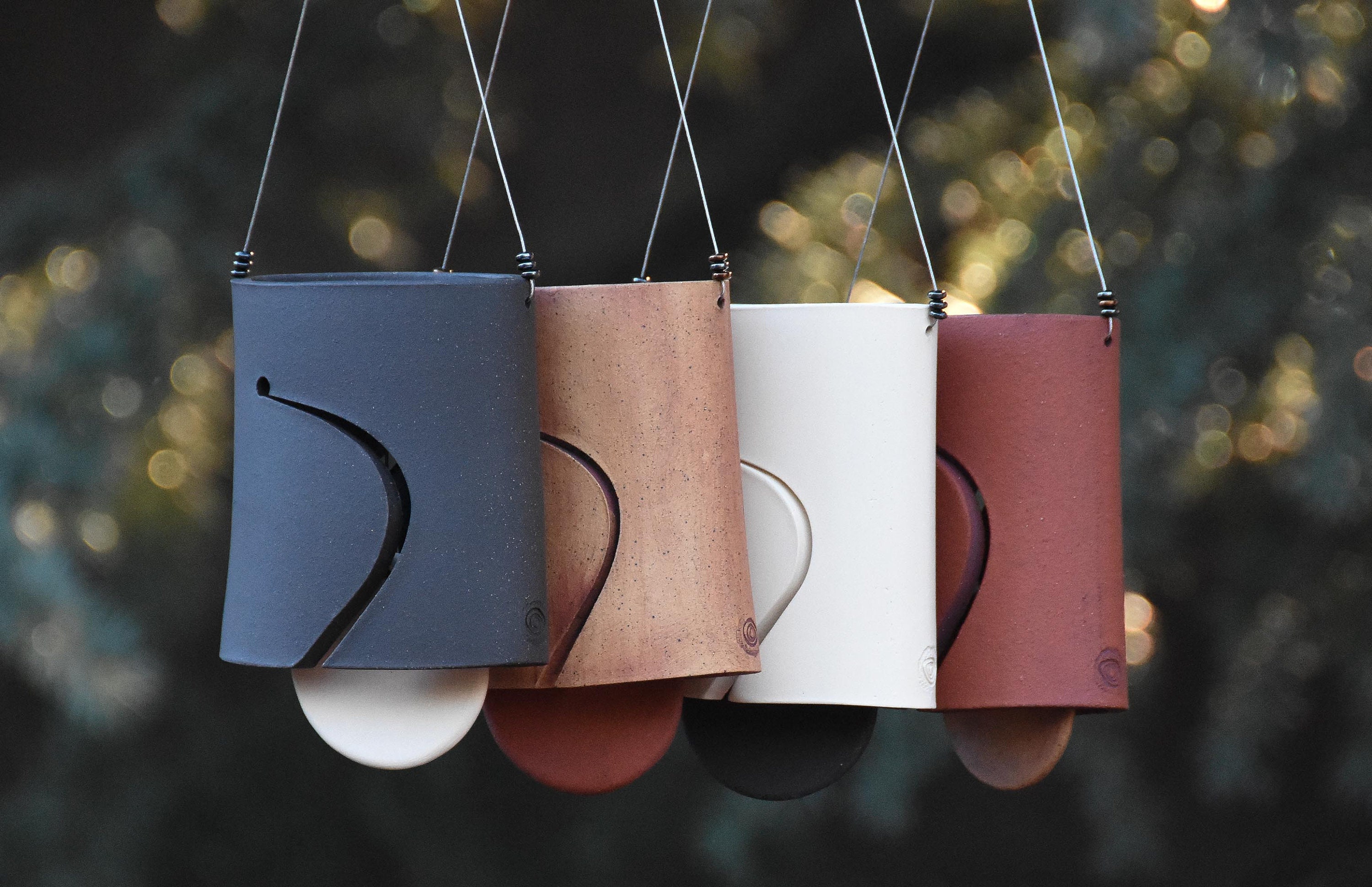 Handmade Ceramic Wind Chime Modern Garden Art Mid-century Decor Gift ...