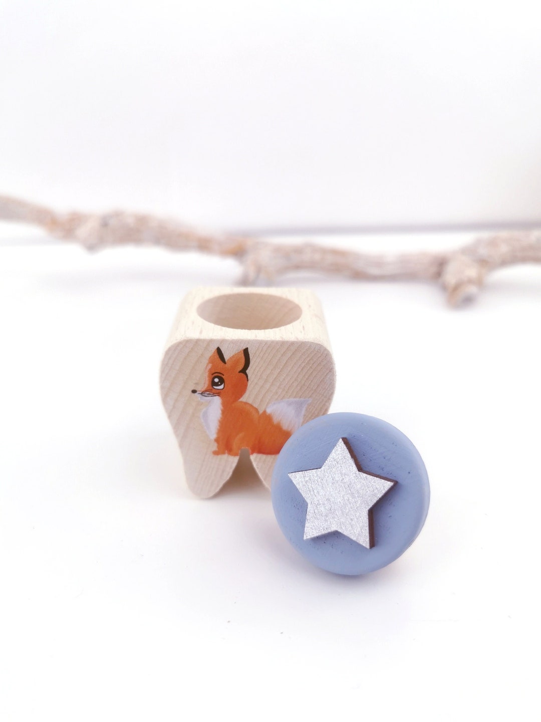 Personalized Tooth Box With Cute Wooden Fox With Name Engraving, Tooth Box Fox, Tooth Box for ...