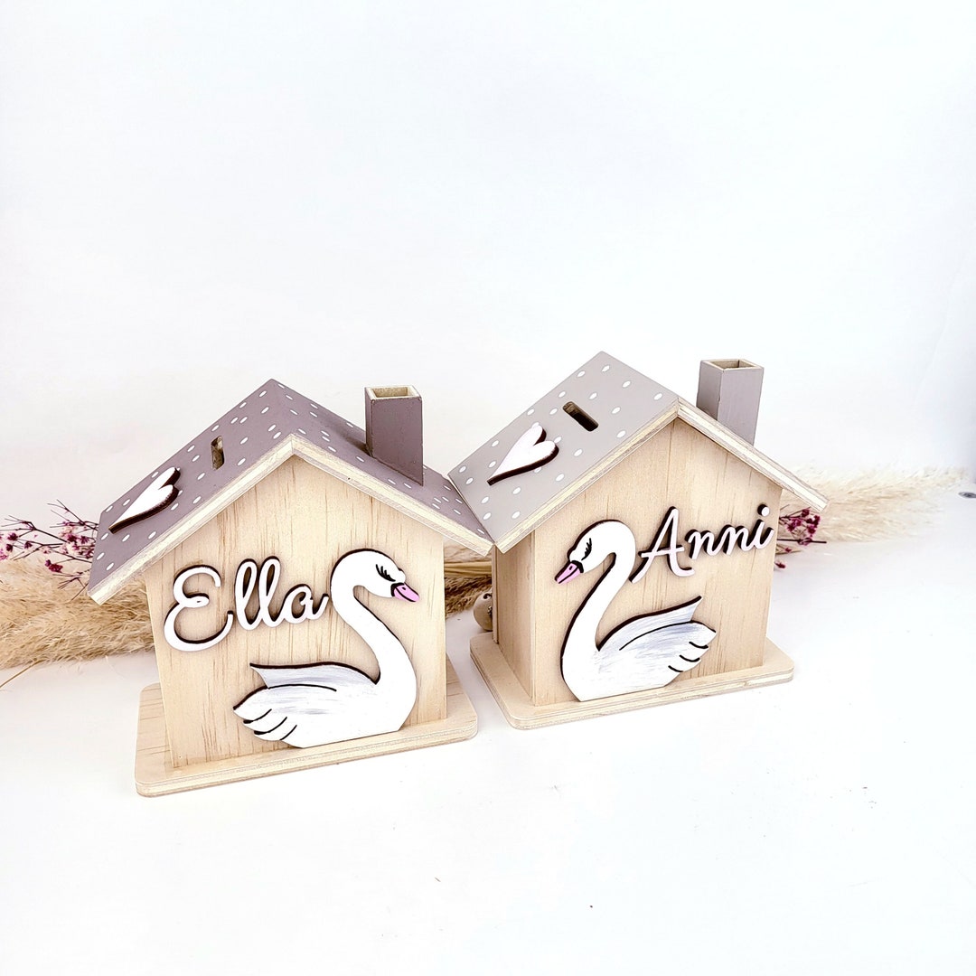Money Boxes Personalized in a Set Made of Wood as a Gift for Twins and ...