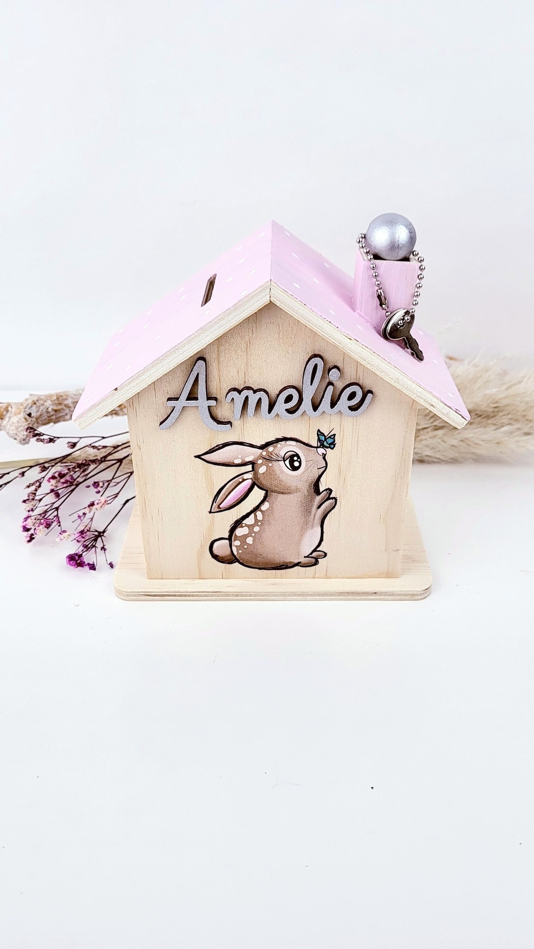 Wooden Money Box Bunny Customizable/ Money Box for Girls/ - Etsy