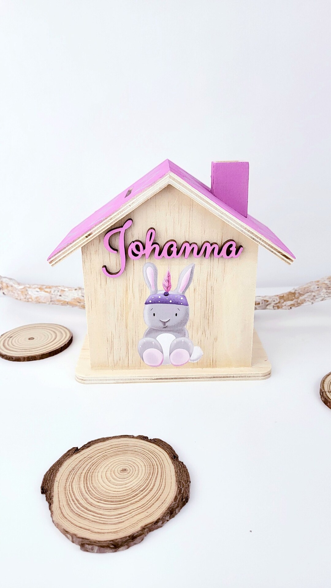 Money Box rabbit Money Box Wood/ Money Box Child/ Money Box With Name ...