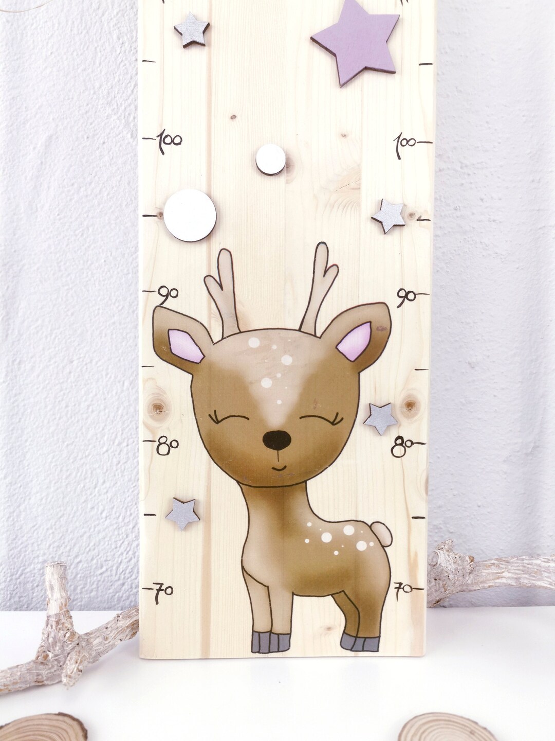 Sibling Height Chart -deer- Customizable/ Height Chart Twins/ Children ...