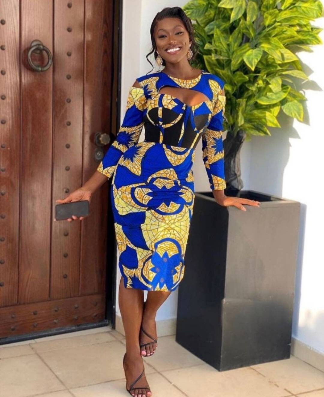 African Midi Dress,ankara Prom Dress,ankara Clothing for Women,african ...