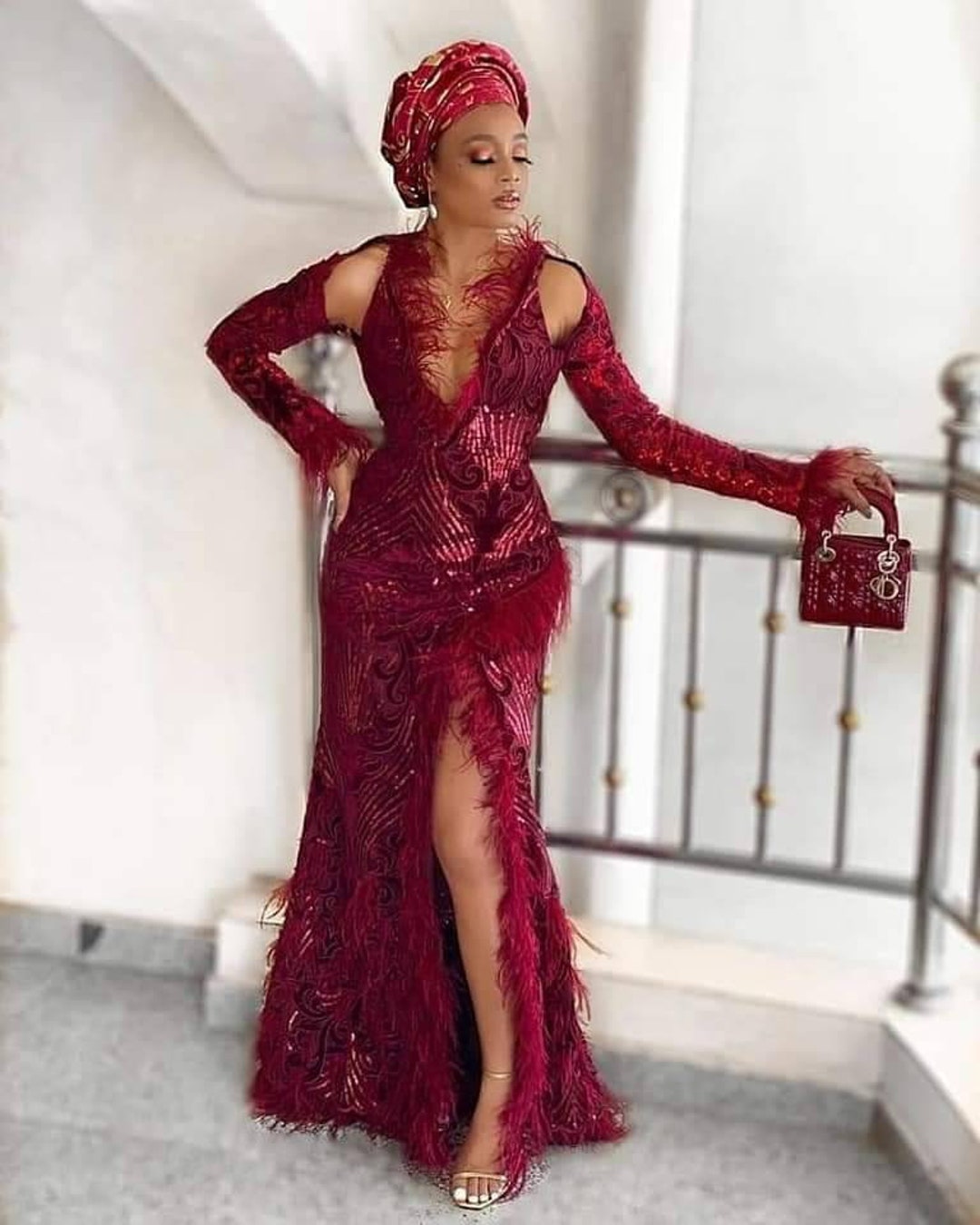 Red Lace Wedding Dress,african Clothing for Women,african Women Dress ...