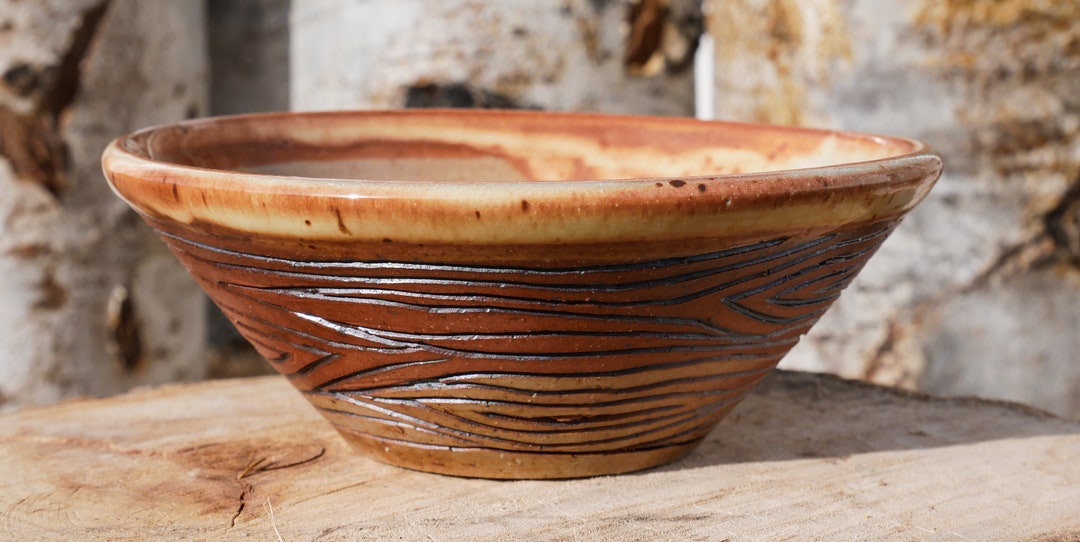 Wood Texture Ceramic Bowl - Etsy