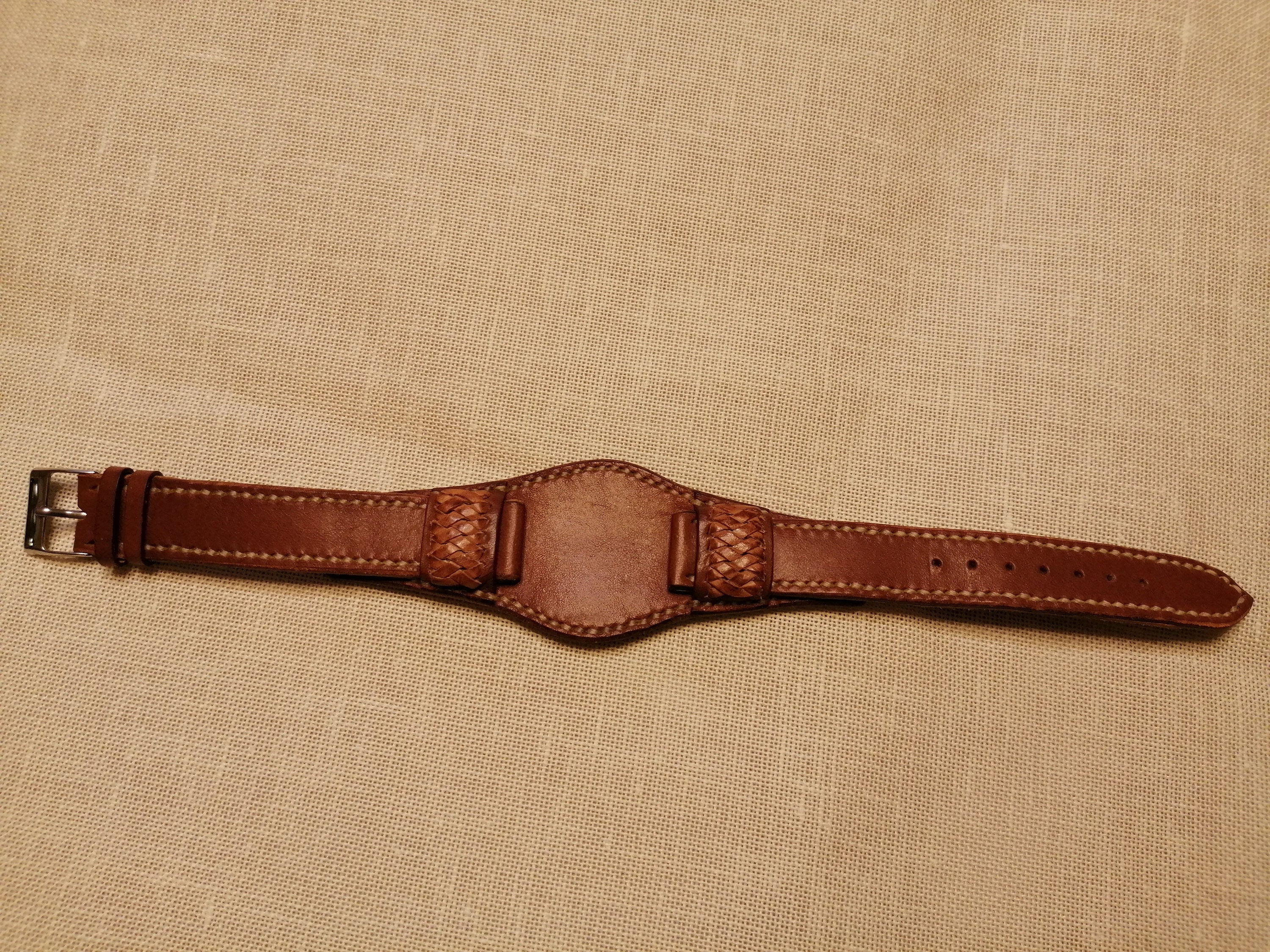 Handmade leather pilot watch strap with laced design 18 mm | Etsy