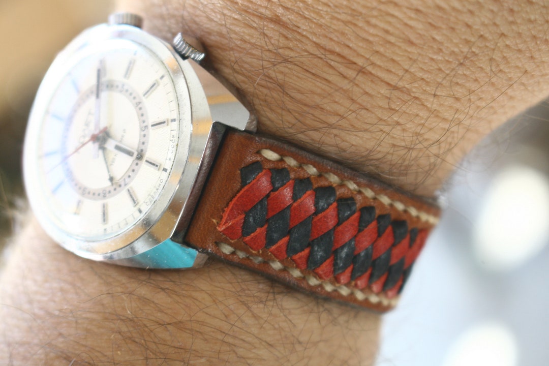Handmade Leather Watch Strap With Laced Design 18 Mm Without - Etsy