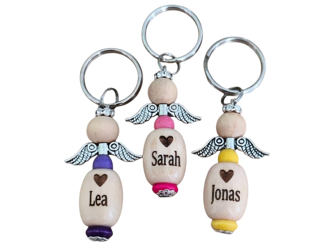 Keychain Guardian Angel With Name Engraving - Etsy