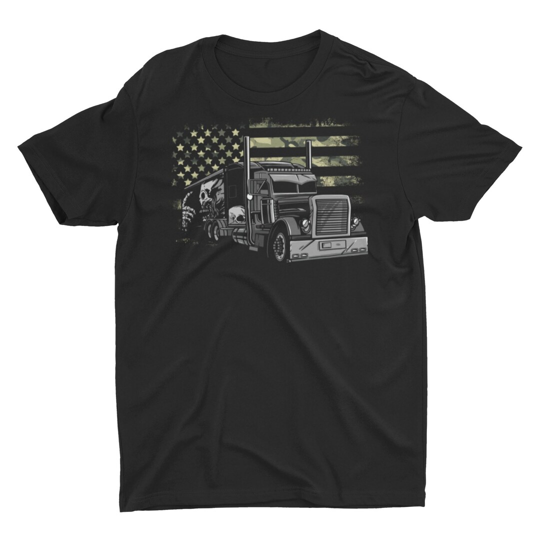 Truck Driver Camo American Flag Distressed Style Trucker T-shirt - Etsy