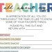 Teacher Gift Questionnaire Back to School Teacher Printable Instant ...