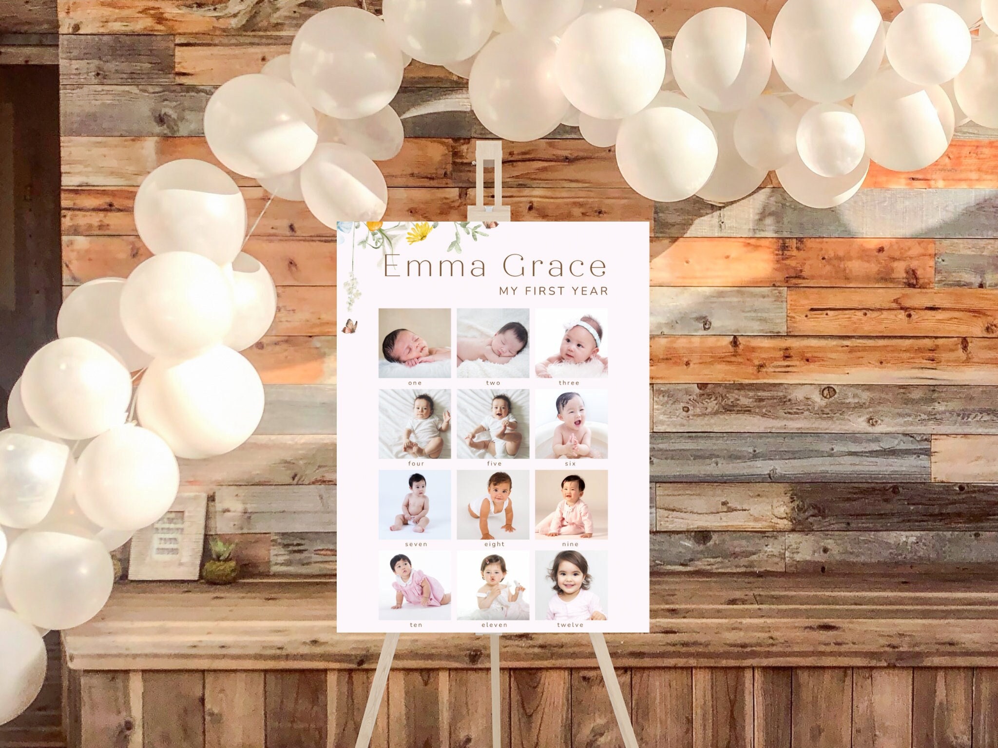 Monthly Photo Milestone Sign for First Birthday Party EDITABLE Sign ...