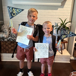 Back to School Sign First Day of Kindergarten Pennant Flag Printable ...