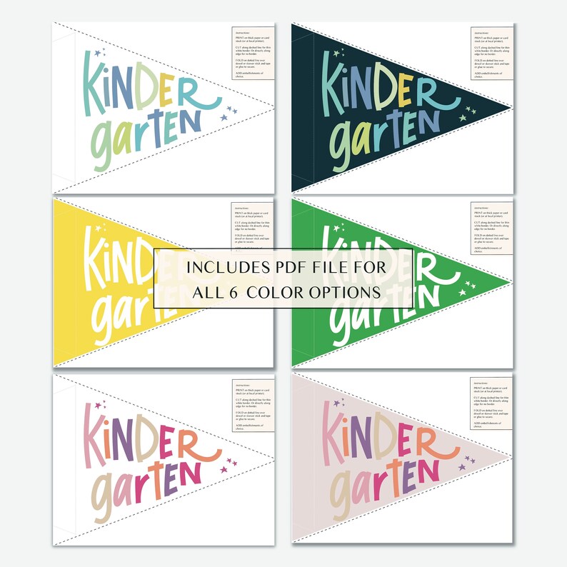 Back to School Sign First Day of Kindergarten Pennant Flag - Etsy