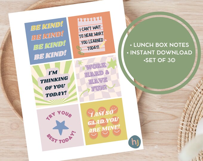 Back to School Lunch Notes Printable Instant Download Back to School ...