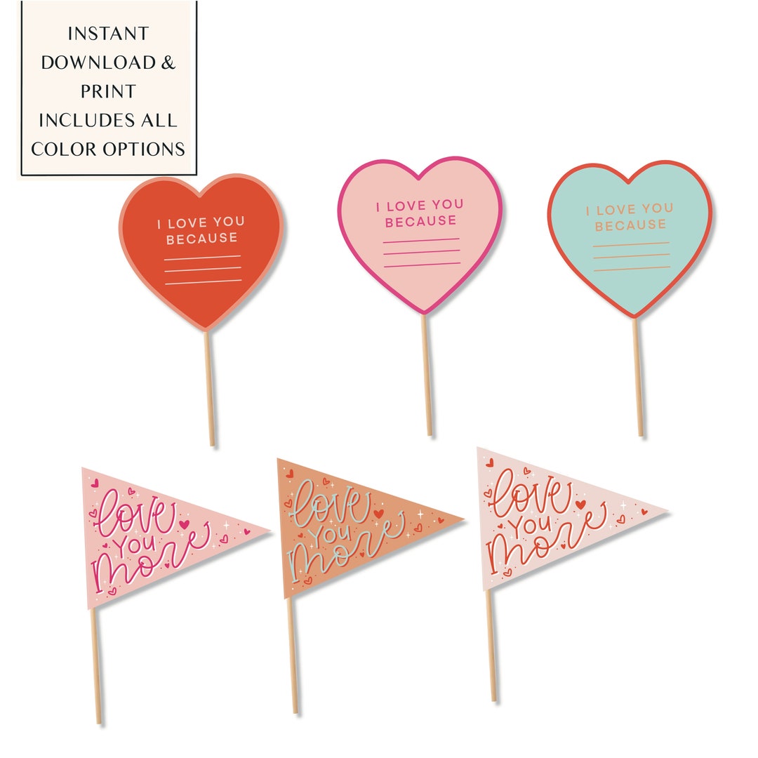 Valentines Pennant Flag Printable, Valentine Printable Instant Download ...