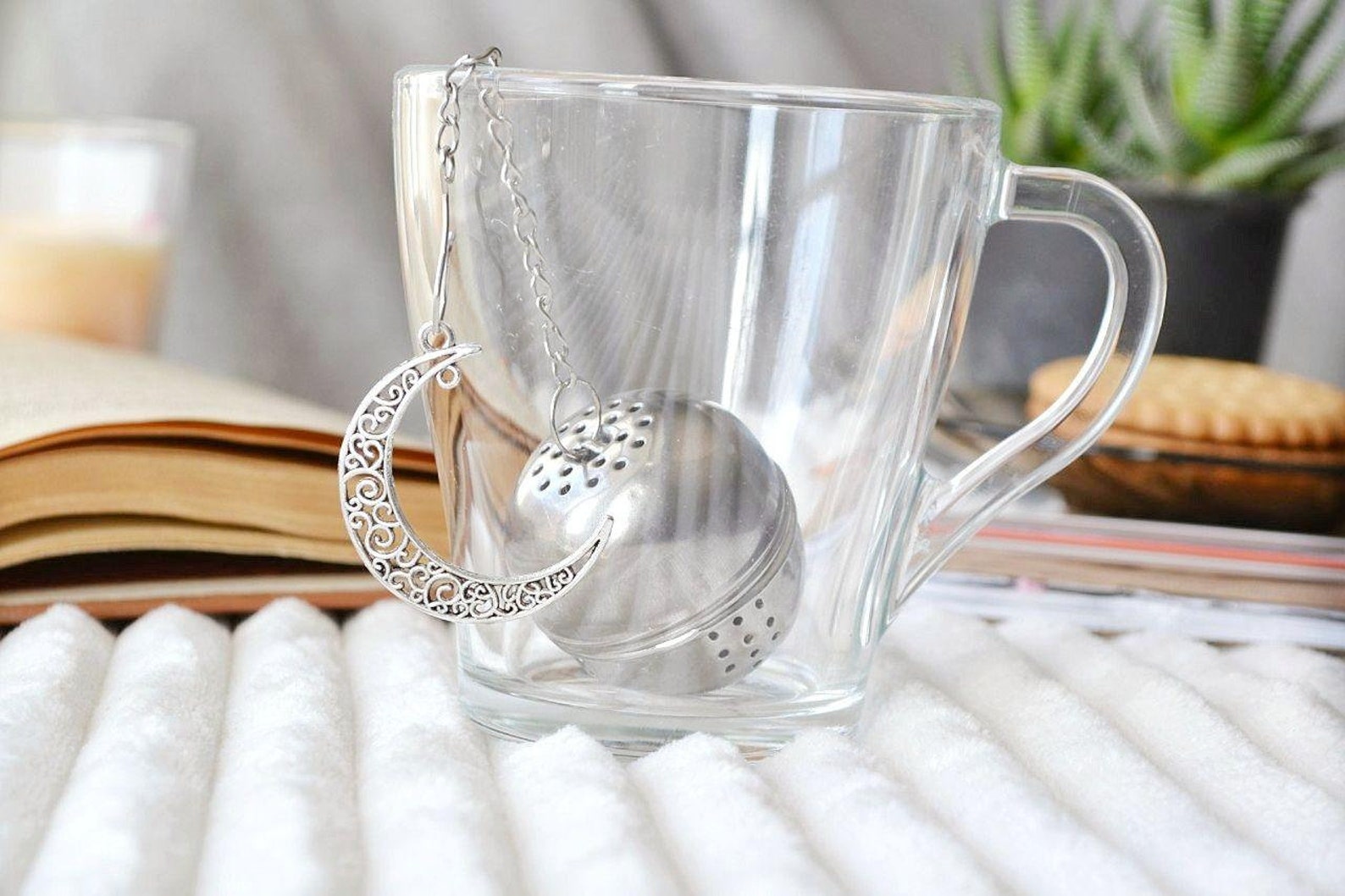 Tea Infuser With Crescent Moon Phase Charm Loose Leaf Tea - Etsy