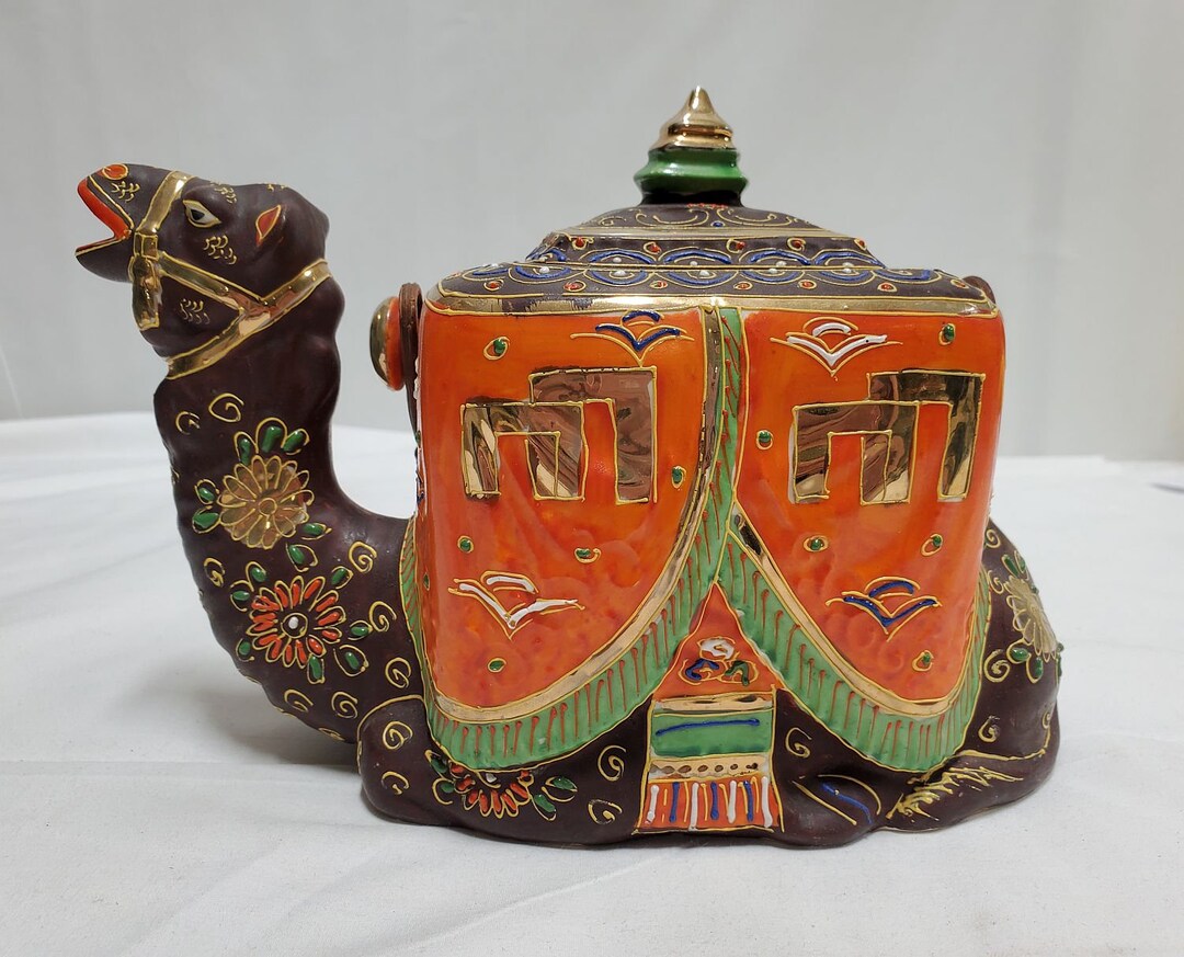 Antique Japanese Camel Teapot 1920s Moriage Rattan Handle - Etsy