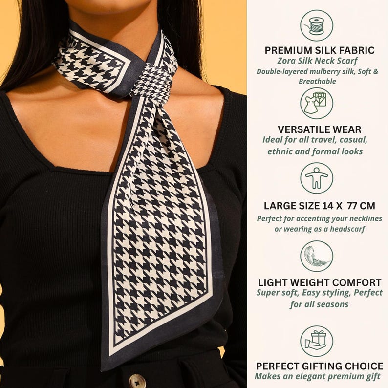 Elegant Zora Silk Neck Scarf - Perfect for Everyday Wear- Gift for Her ...