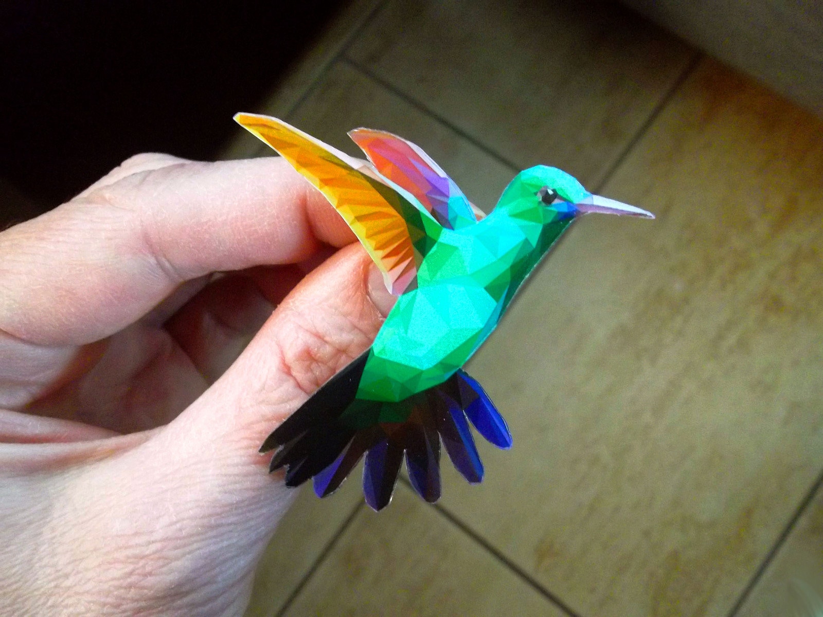 Polígonos Colorido Colibrí resina cristalina BROCHE - Etsy España