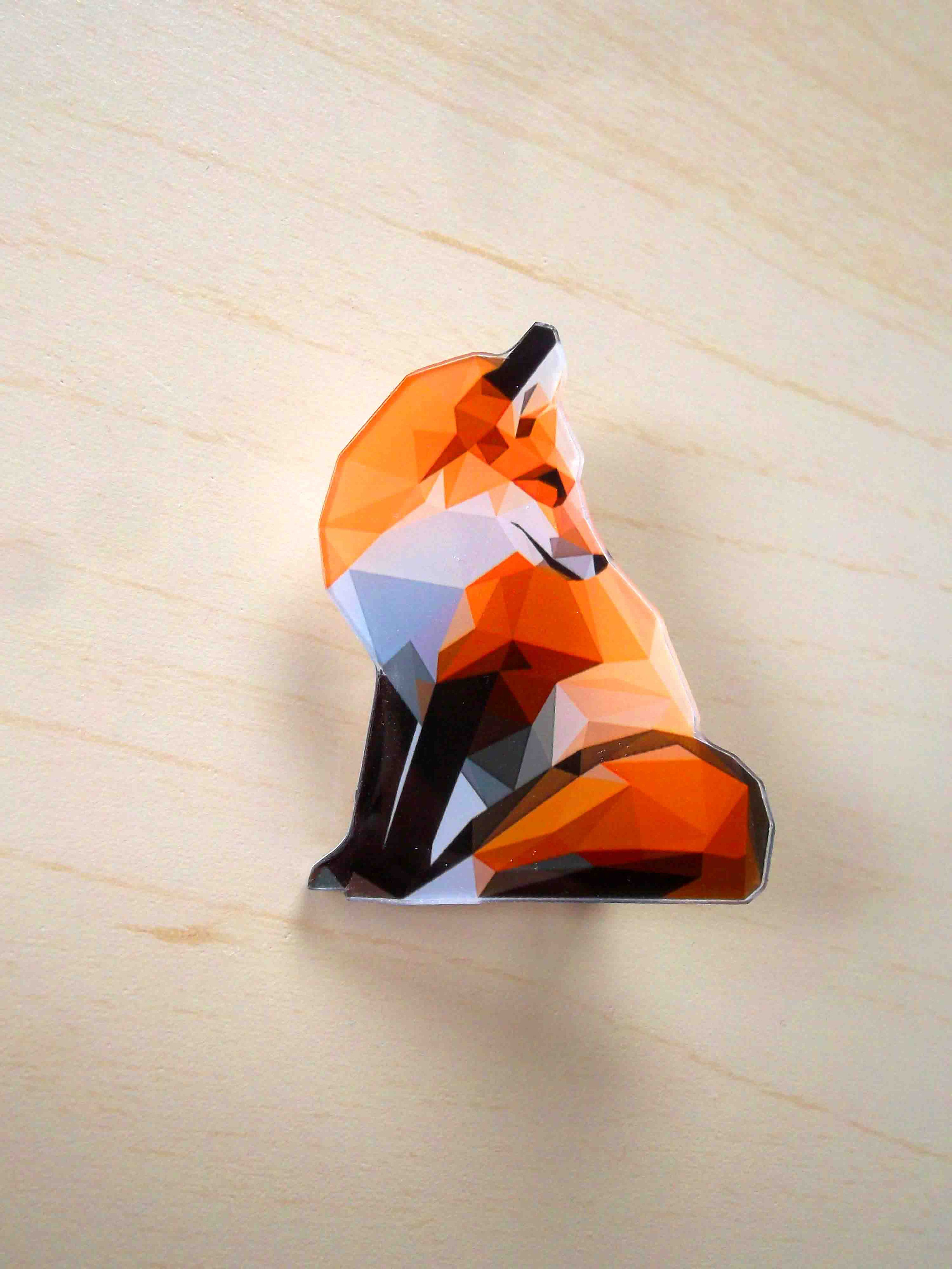 FOX Crystal Resin BROOCH Fox Pin Original Polygons Designed - Etsy