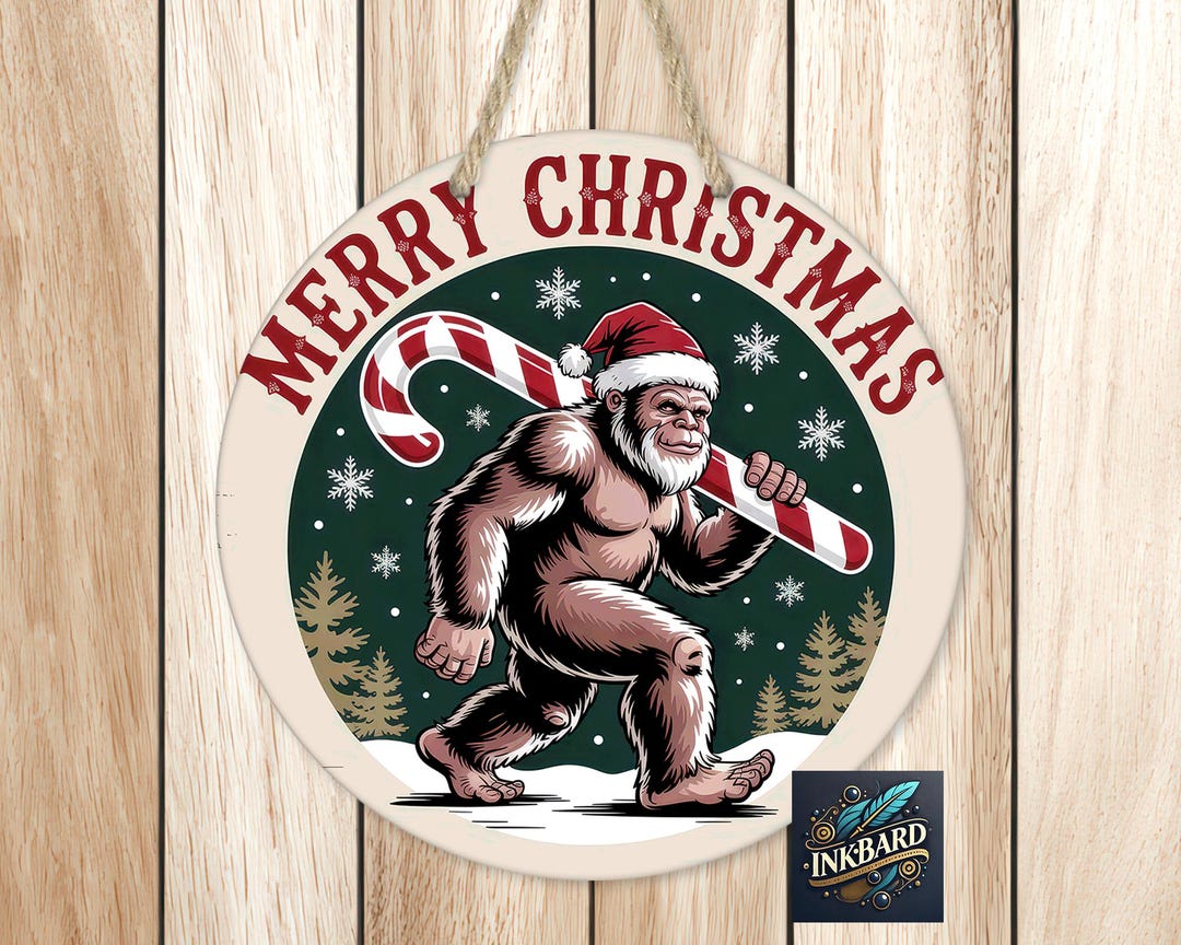 Bigfoot Sasquatch Candy Cane Holiday Merry Christmas PNG Sublimation ...