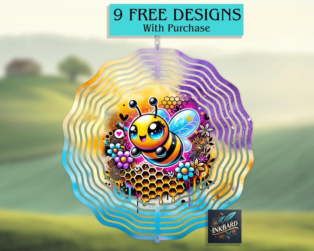 Cute Happy Cartoon Bumble Bee Floral Sunflower Spring Summer Wind ...