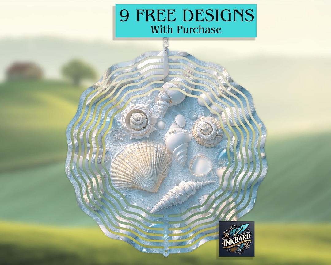 3D Seashells Wind Spinner Sublimation, Ocean Beach Garden Digital ...