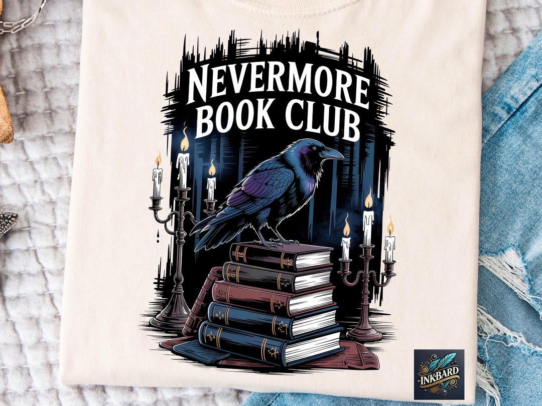 Raven Crow Nevermore Reading Books Bookish Halloween Sublimation Shirt ...