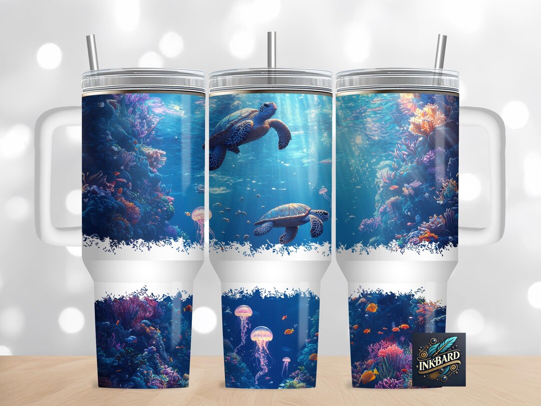 Sea Turtle Beach Ocean Summer Travel Vactaion 40oz Wrap PNG ...