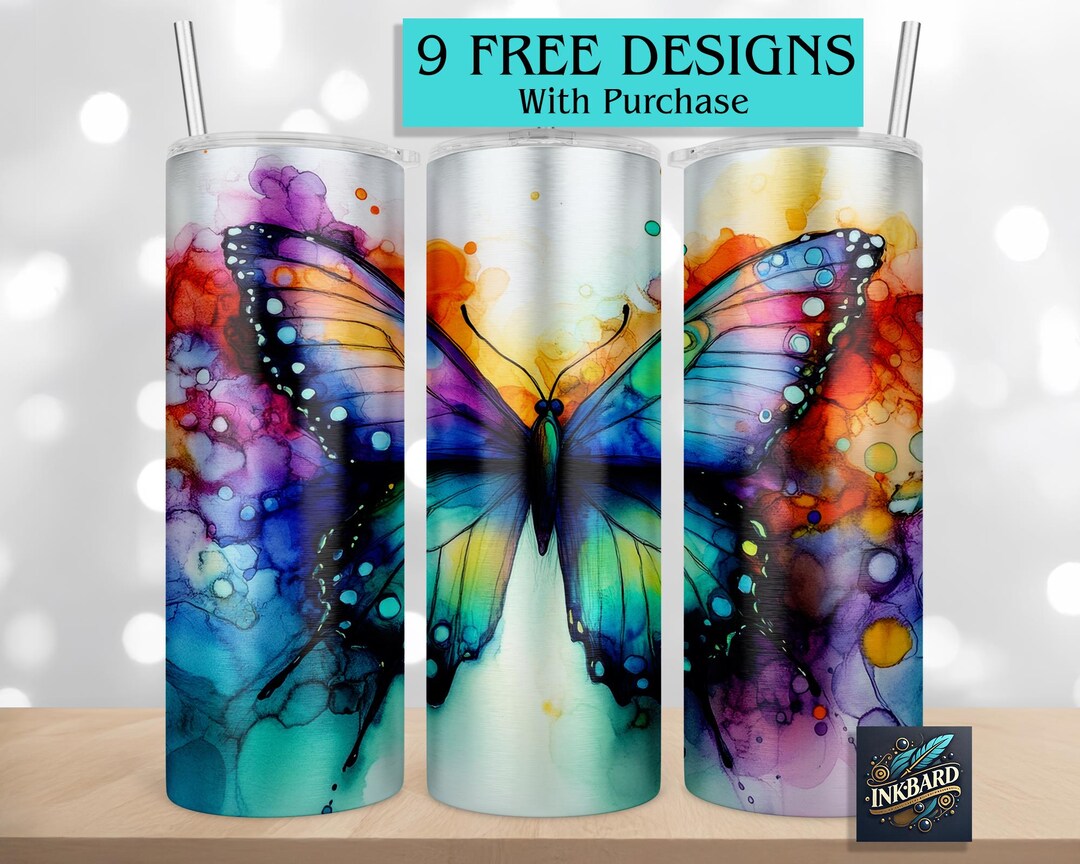 Paint Splash Splatter Butterfly Seamless 20 Oz Skinny Tumbler ...
