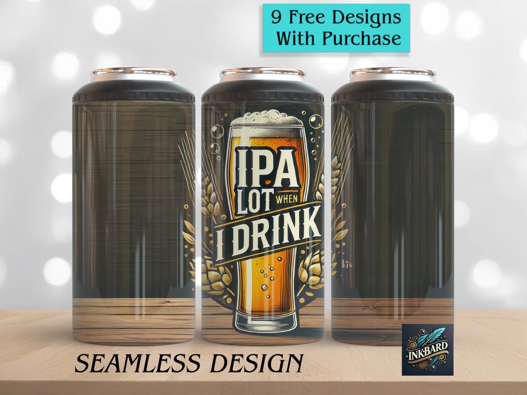 Funny Beer Can Holder 4 in 1 Can Cooler Wrap | Seamless, 16oz, Digital ...
