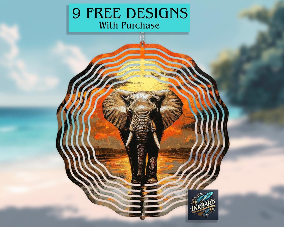 Elephant Wind Spinner Sublimation Design Digital Download PNG Instant ...
