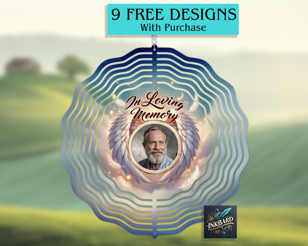 In Loving Memory Memorial Angel Wings Add Your Photo Windspinner ...