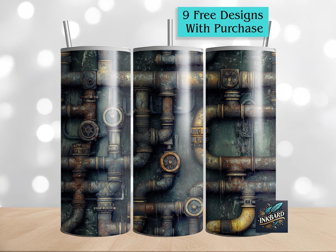 Plumber Tumbler PNG Wrap for 20 Oz Skinny Tumbler, Sublimation Pipes ...