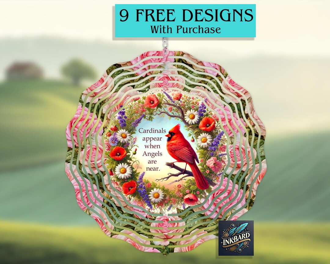 Red Cardinal Bird Spring Angels Poem Memorial Wind Spinner Sublimation ...