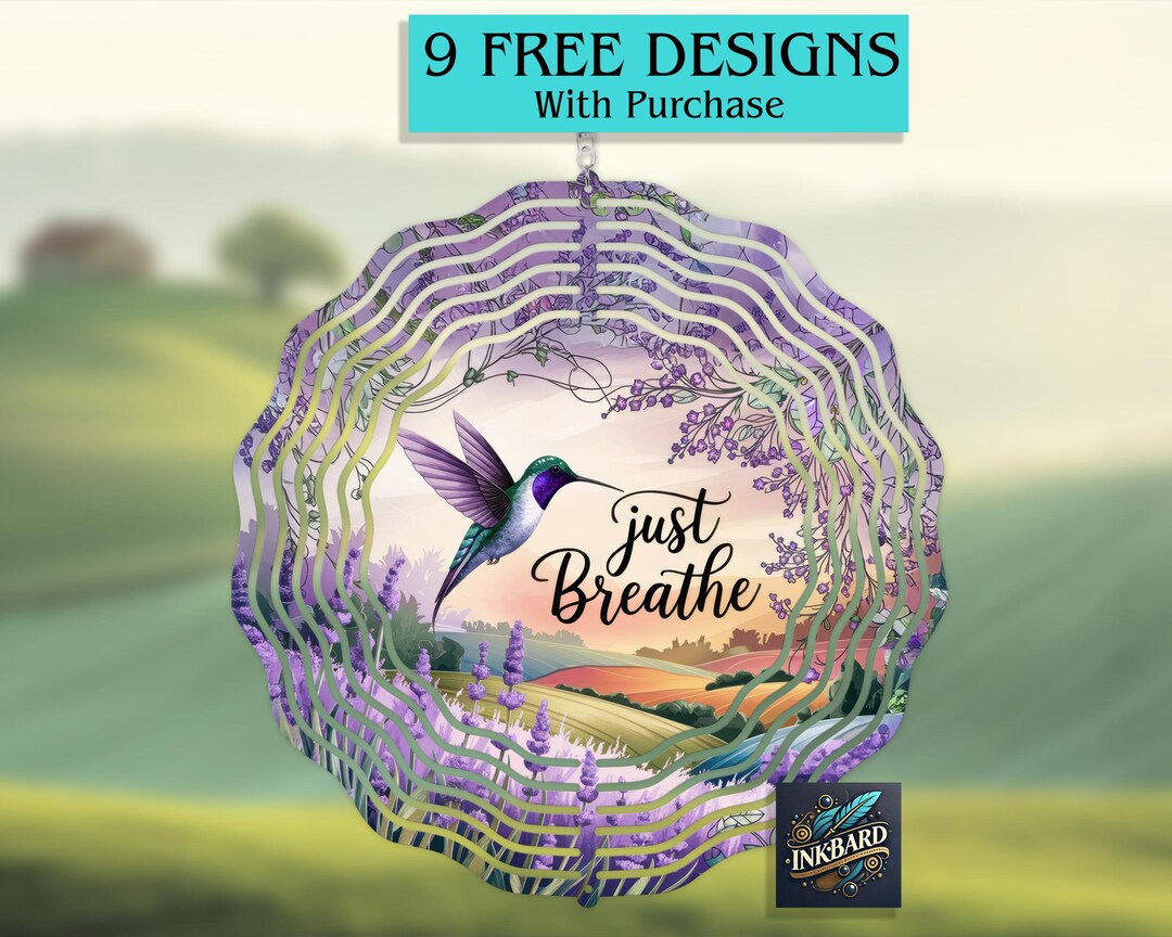 Hummingbird Spring Lavender Just Breathe Floral Windspinner Sublimation ...