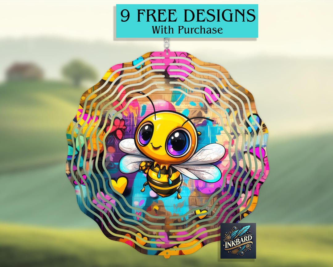 Cute Happy Cartoon Bumble Bee Floral Sunflower Spring Summer Wind ...