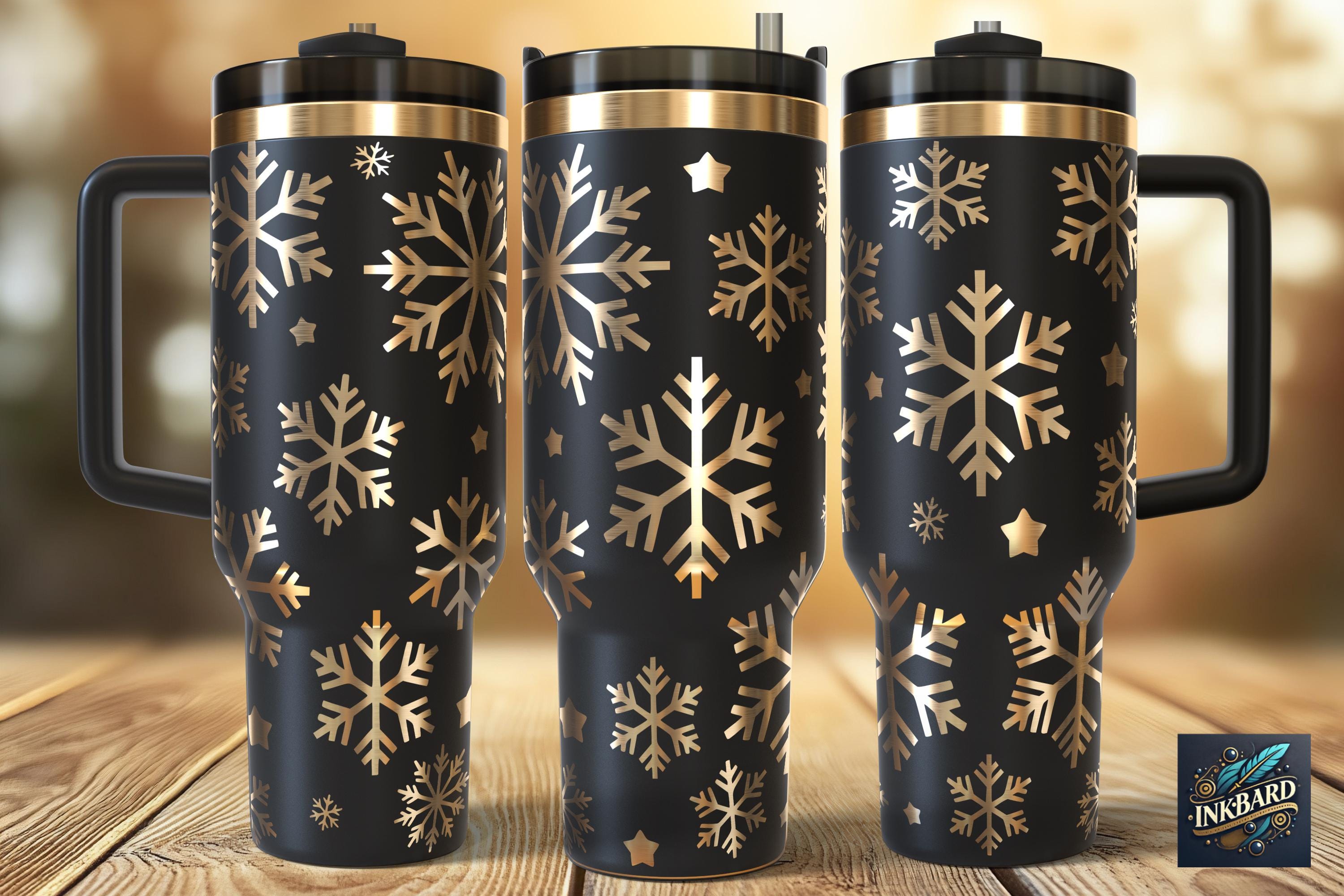 Snowflake Pattern Christmas Laser SVG PNG 40oz Engraving File Tumbler ...