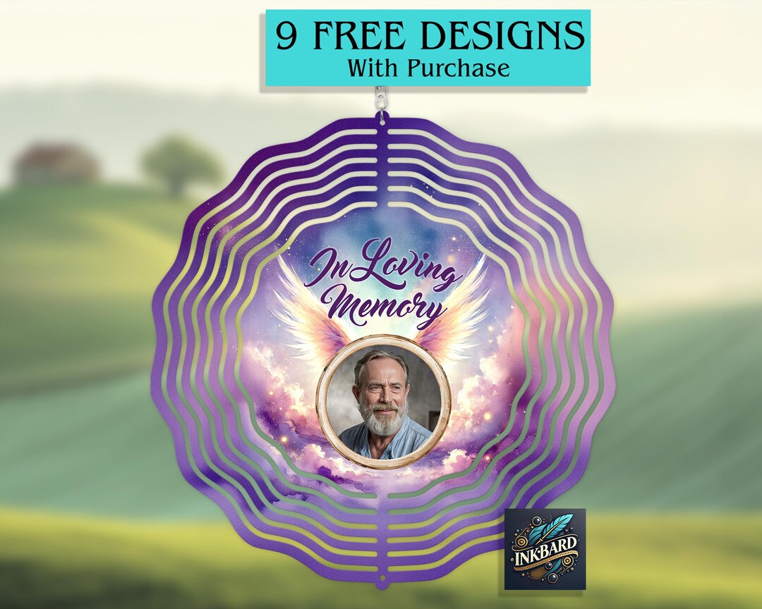 In Loving Memory Memorial Angel Wings Add Your Photo Windspinner ...