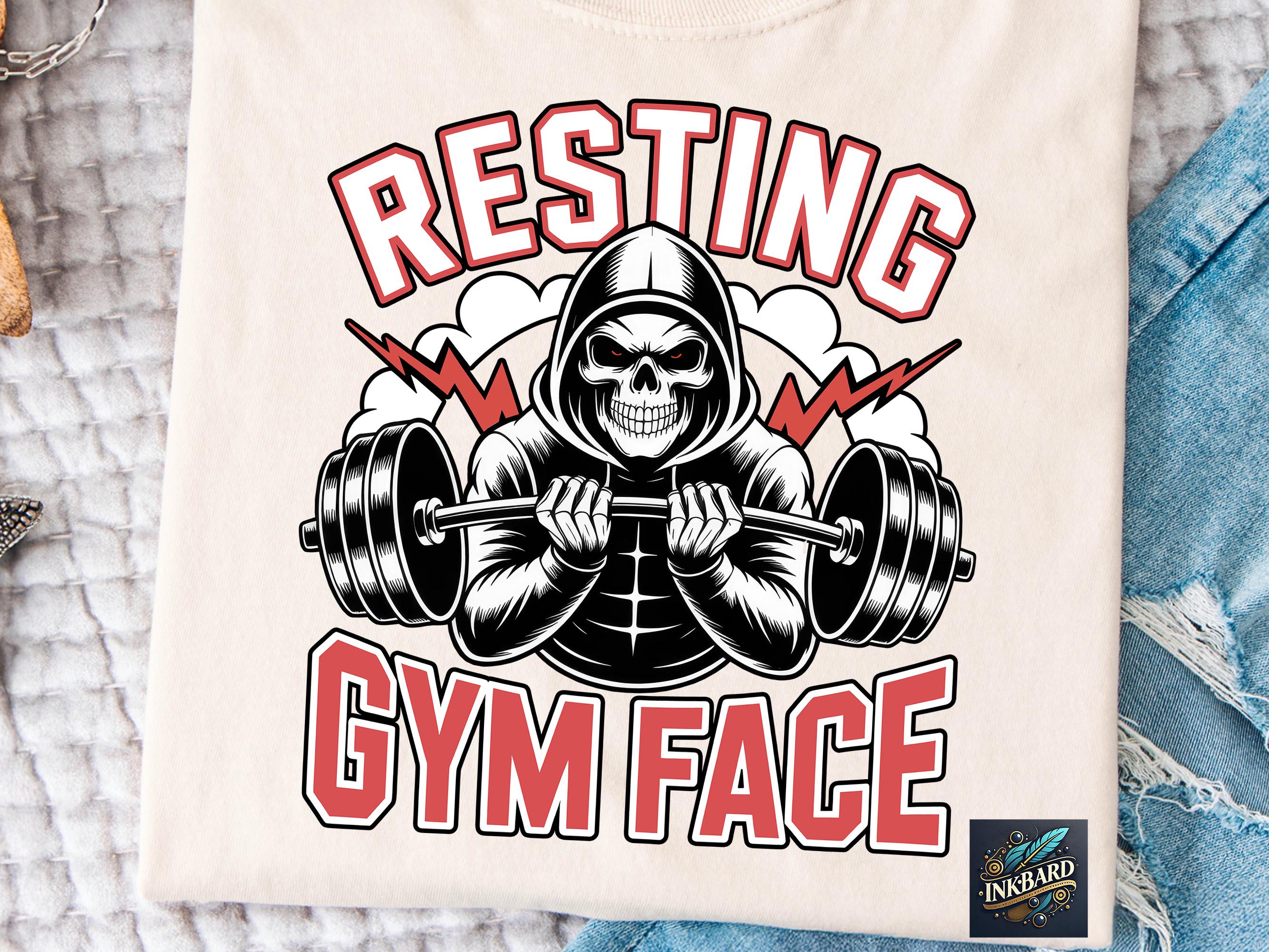 Resting Gym Face Skull Lifter Weightlifting Men's Fitness PNG Shirt ...